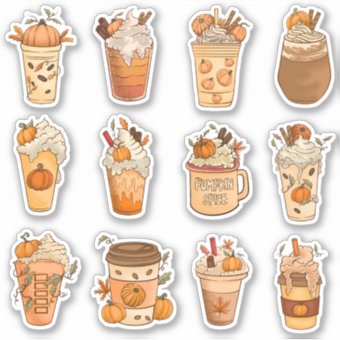 Pumpkin Spice Latte Stickers Pack | Zazzle