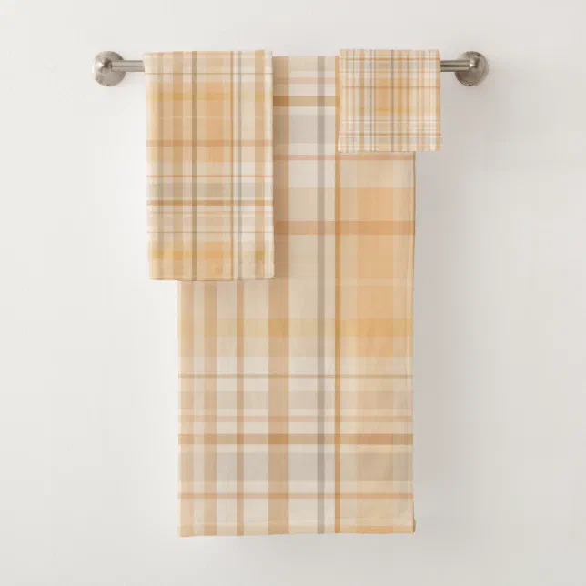 Pumpkin Spice Plaid Fall Pattern Bath Towel Set | Zazzle