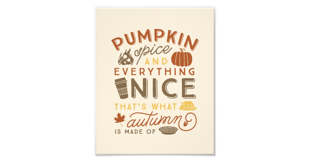 Pumpkin Spice Typographic Fall Autumn Art Print | Zazzle