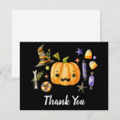 Pumpkin Spooktacular Halloween Bash Party Black Thank You Card | Zazzle
