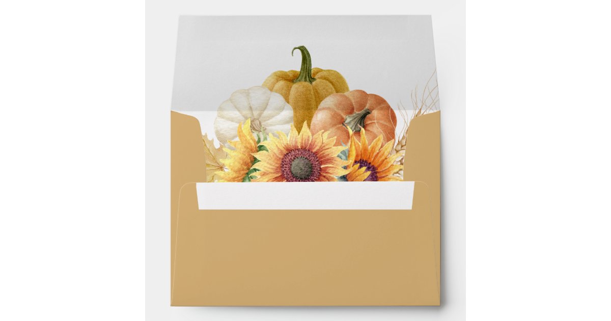 Pumpkin Sunflower Thanksgiving Invitation Envelope | Zazzle