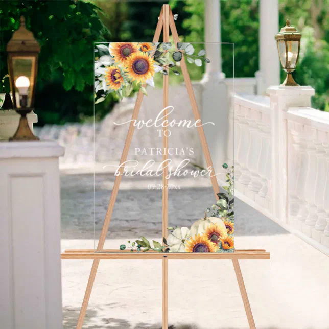 Pumpkin Sunflowers Fall Bridal Shower Welcome Sign | Zazzle