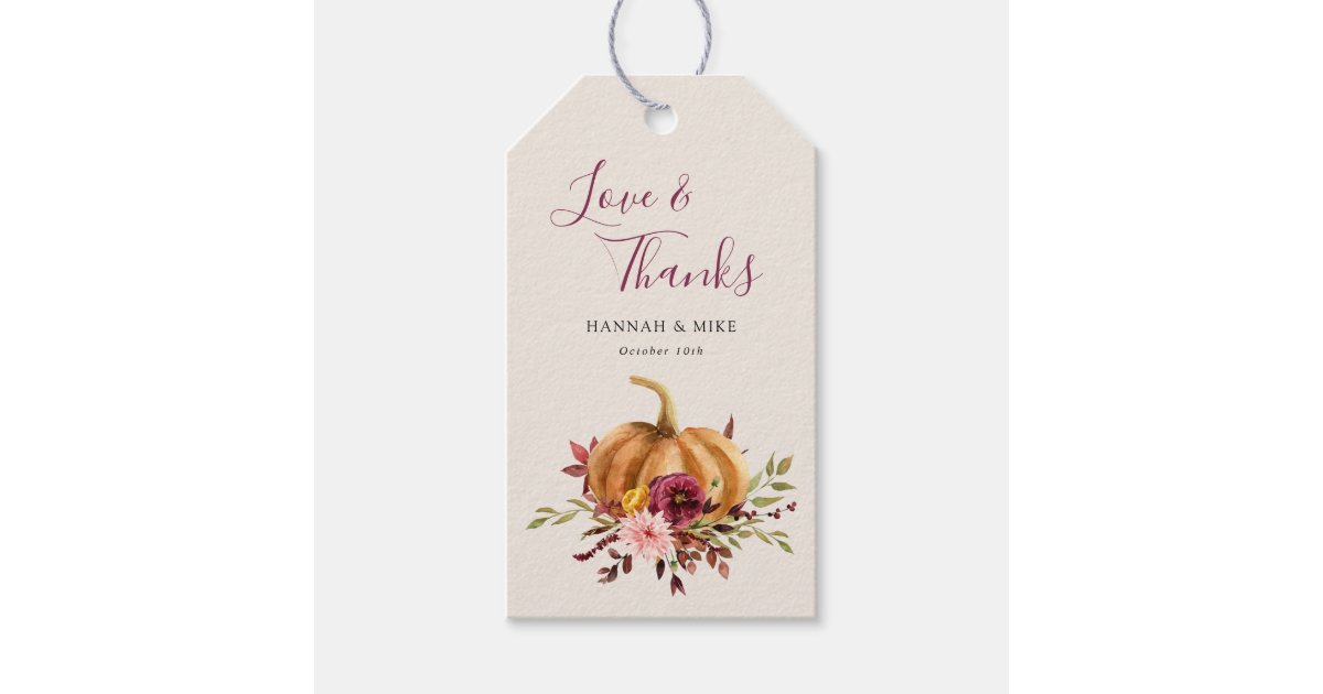 Pumpkin Thank you Gift Tags | Zazzle