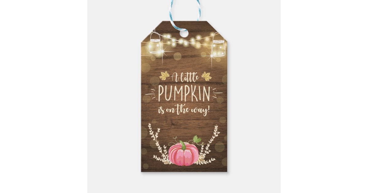 Pumpkin Thank You Tag Rustic Fall Wood Lights | Zazzle