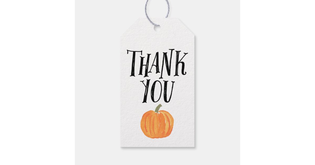 Pumpkin Trick or Treat Halloween Thanks Gift Tag | Zazzle
