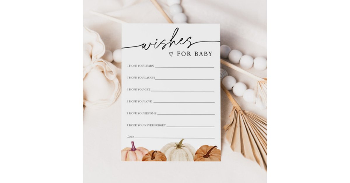 Pumpkin Wishes for Baby Card | Zazzle