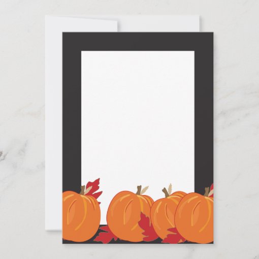 Pumpkins and Leaves On Black Fall Invitation | Zazzle