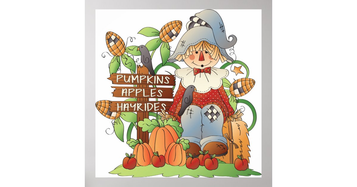 Pumpkins Apples Hayrides Poster | Zazzle