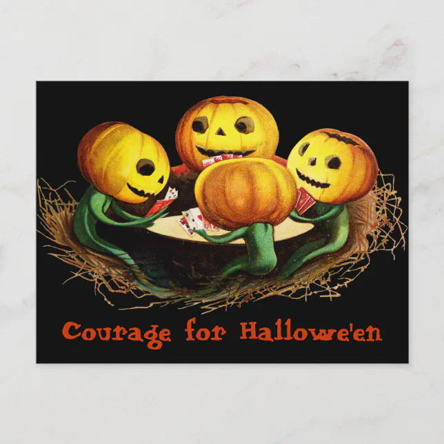 Pumpkins at Cards Vintage Halloween Postcard | Zazzle