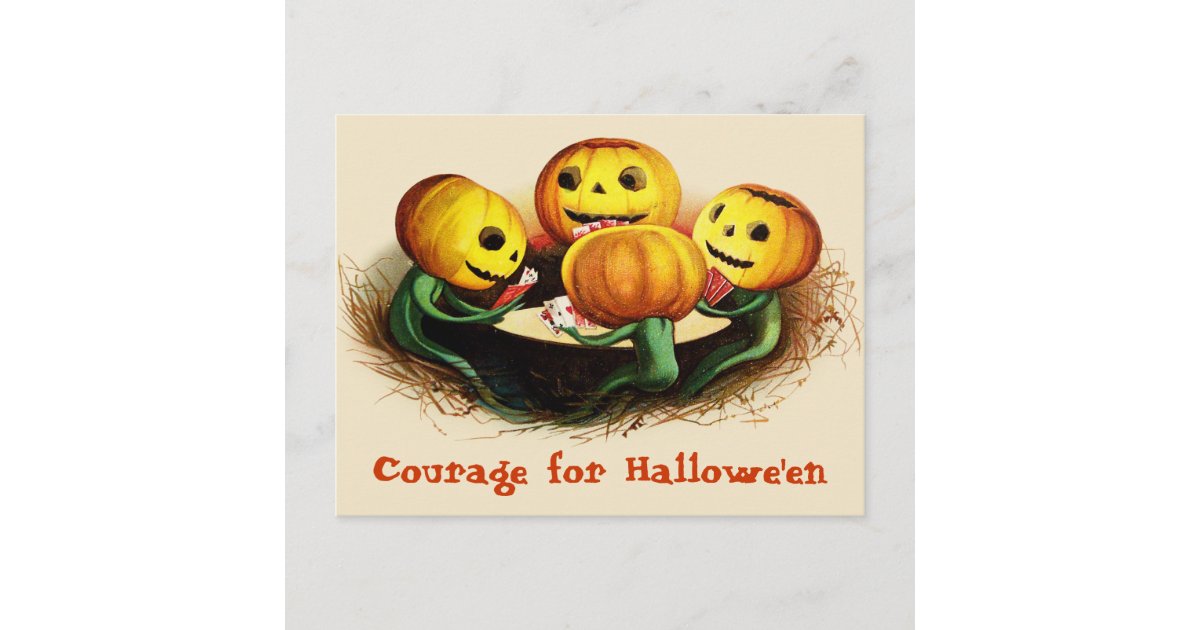 Pumpkins at Cards Vintage Halloween Postcard | Zazzle
