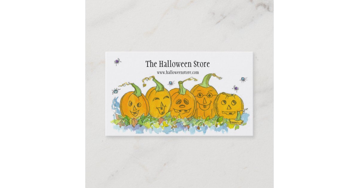 Pumpkins Halloween Spiders Autumn Fall Business Card | Zazzle