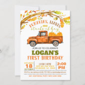 Pumpkins, Leaves and Stacks of Hay Birthday Invitation | Zazzle