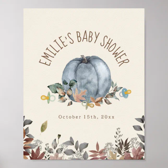 Pumpkins & Pacifiers Boy Baby Shower Welcome Poster | Zazzle