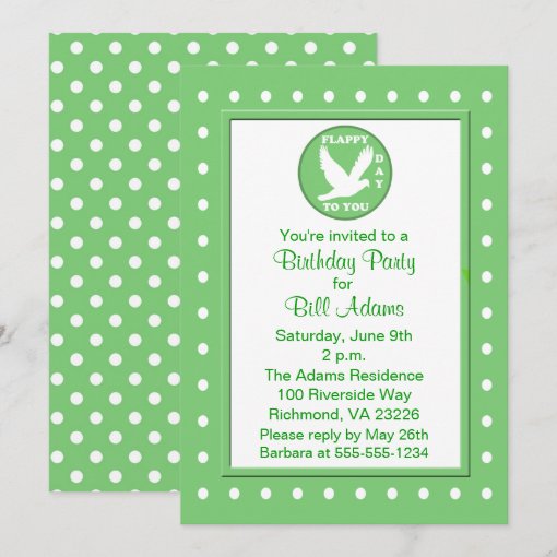 Pun Funny Adult Flying Bird Birthday Party Invitation | Zazzle