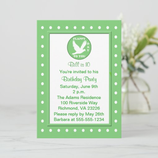 Pun Funny Kids Flying Bird Birthday Party Invitation | Zazzle