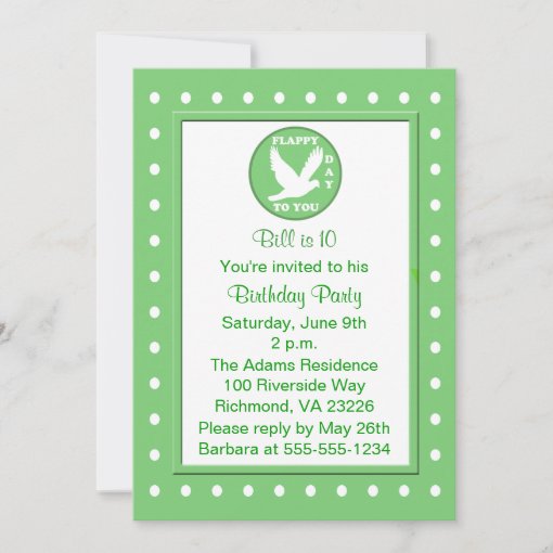 Pun Funny Kids Flying Bird Birthday Party Invitation | Zazzle