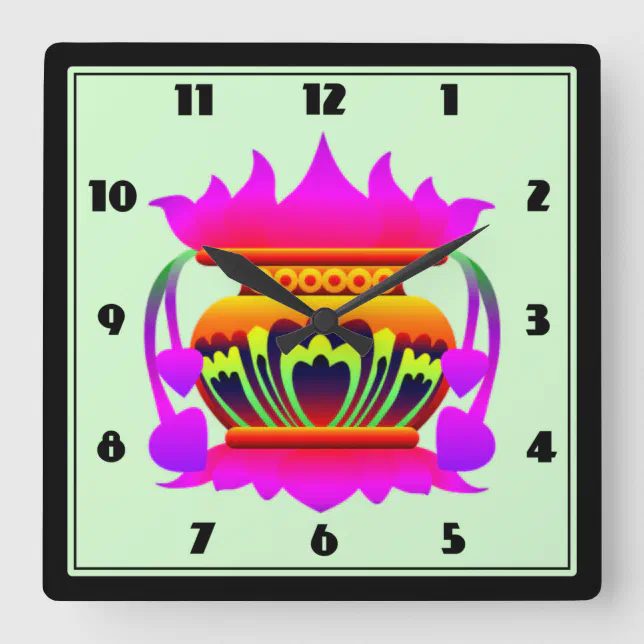 Pun kalasa Sri Lanka traditional pot of prosperity Square Wall Clock ...