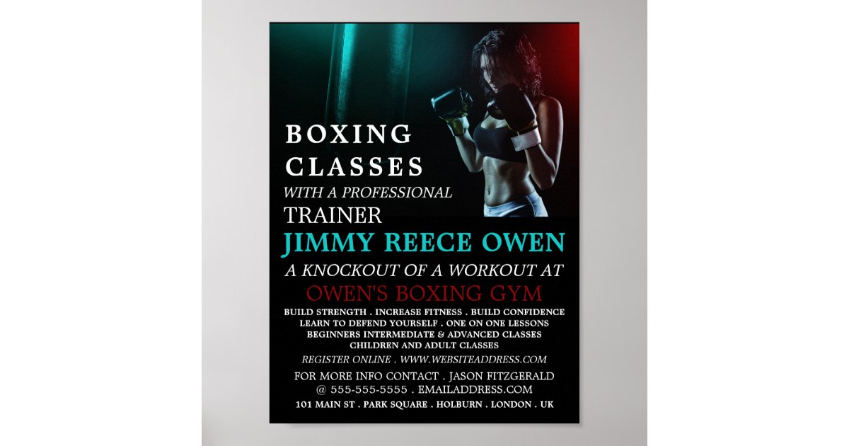 Punch Bag, Boxing Class Advert Poster | Zazzle