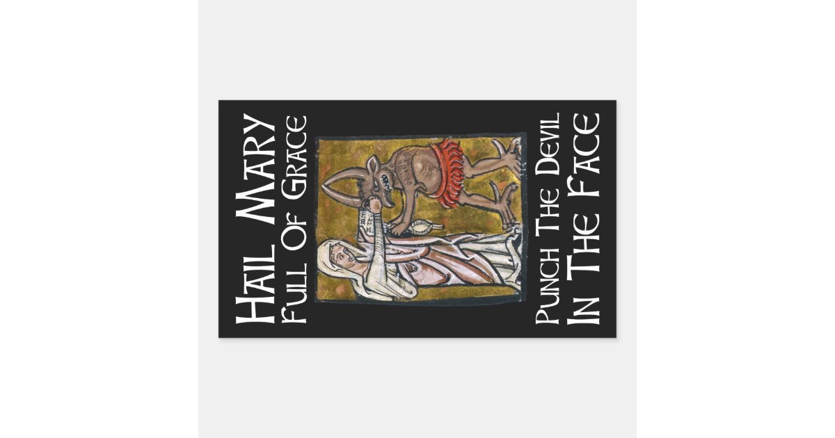 Punch the Devil in the Face! Rectangular Sticker | Zazzle