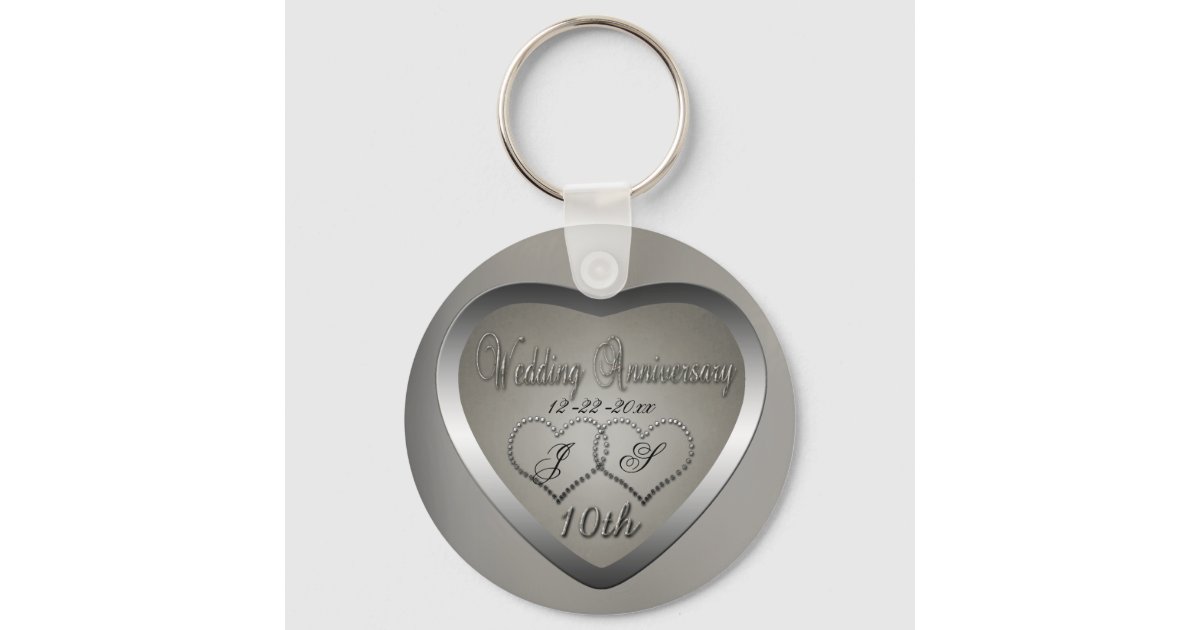 Punched Tin 10 Year Anniversary Keychain | Zazzle