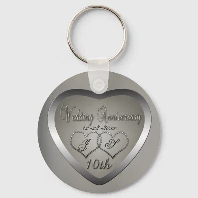 Punched Tin 10 Year Anniversary Keychain | Zazzle