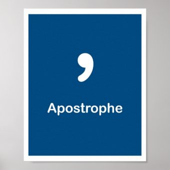 Punctuation Marks- Apostrophe Poster | Zazzle