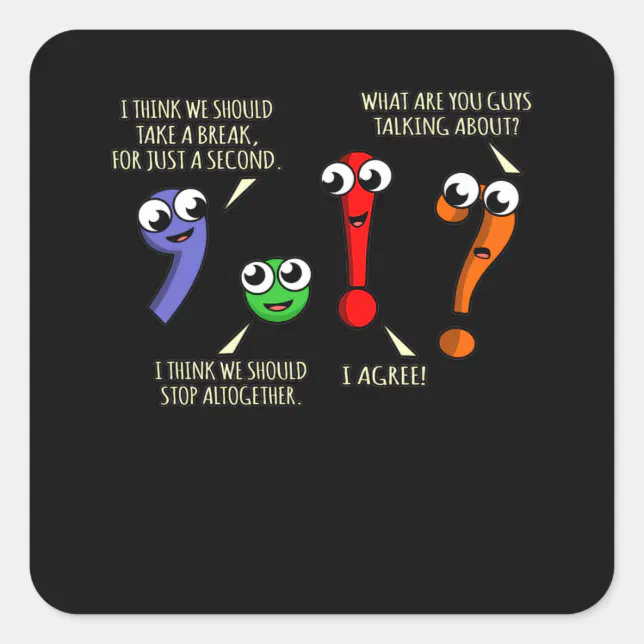 Punctuation Marks English Language Teacher Student Square Sticker | Zazzle