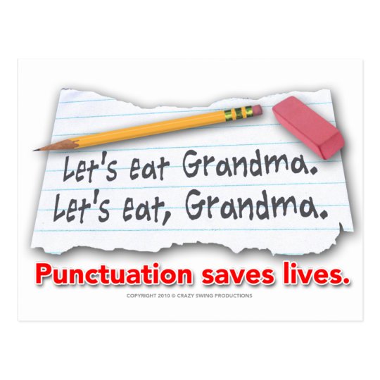 Punctuation Saves Lives Postcard | Zazzle.com