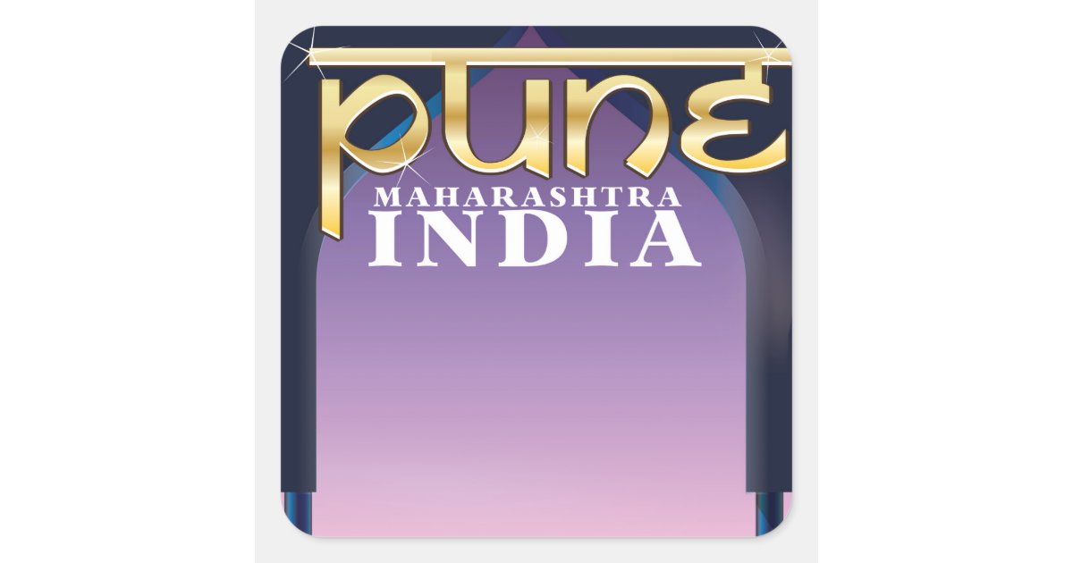 Pune, Maharashtra India vacation poster Square Sticker | Zazzle