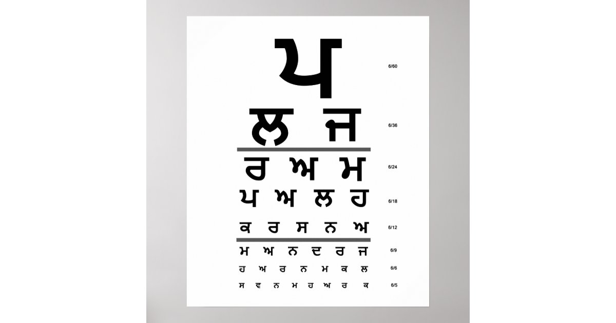 PUNJABI EYE CHART | Zazzle
