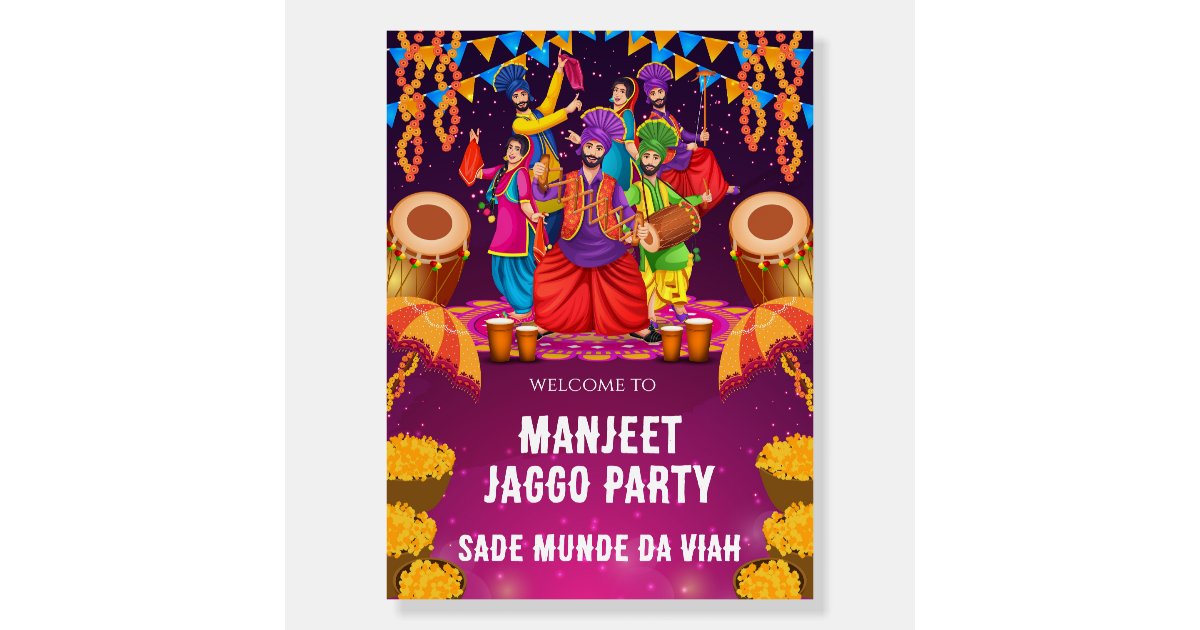 Punjabi Wedding sign & Jago welcome signs | Zazzle