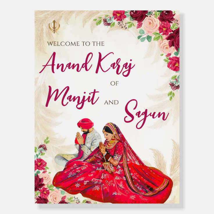 Punjabi welcome signs & Sikh ceremony welcome sign | Zazzle
