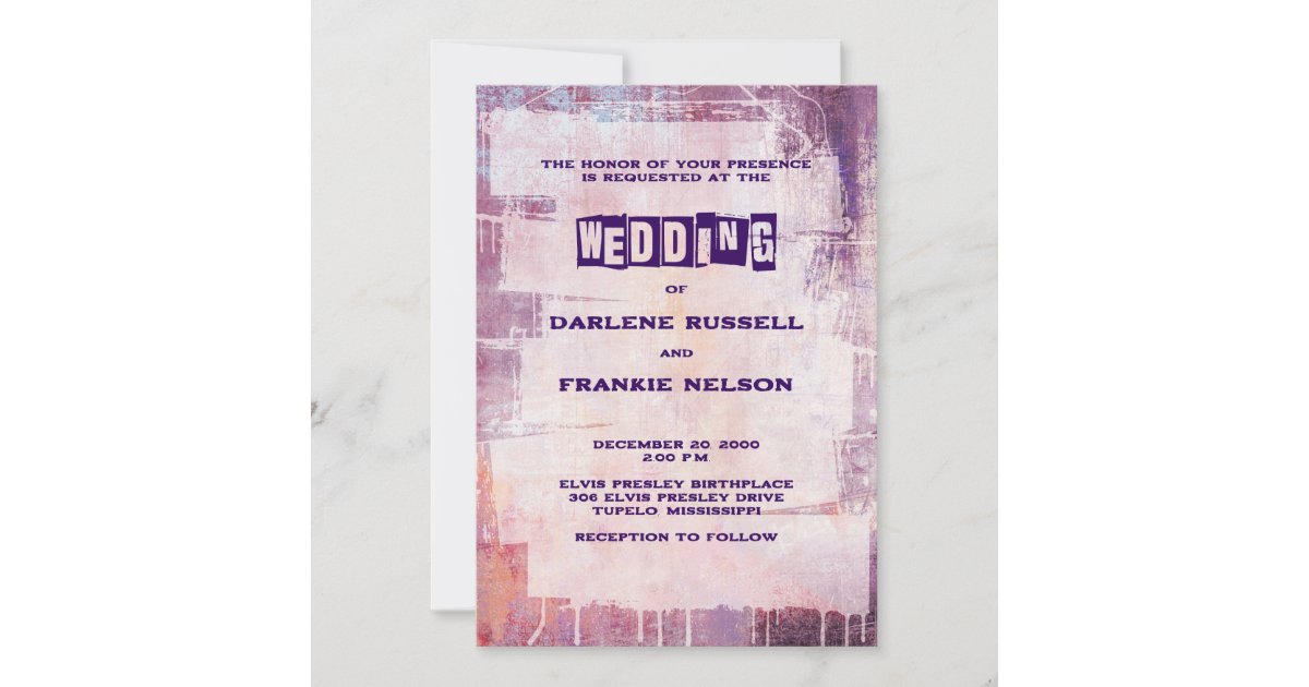 Punk Graffiti Rock and Roll Wedding Invitation | Zazzle