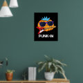 PUnk-in Funny Punk Rock Pumpkin Pun Dark BG Poster | Zazzle