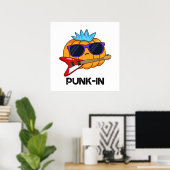 Punk-in Funny Punk Rock Pumpkin Pun Poster | Zazzle