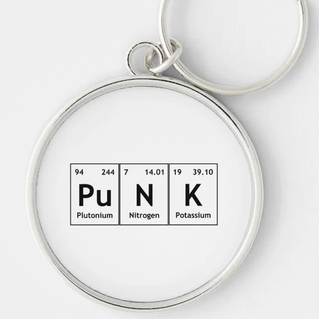 PuNK Periodic Table Element Word Chemistry Symbols Keychain | Zazzle