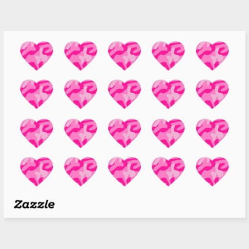 Punk Pink Camo Heart Sticker | Zazzle