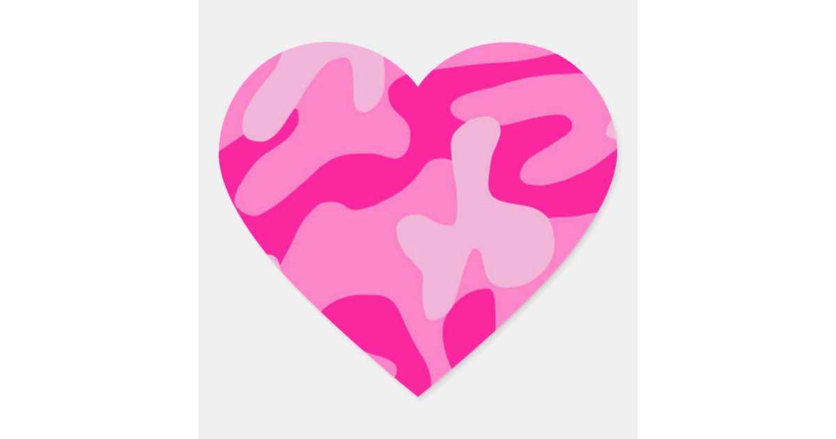 Punk Pink Camo Heart Sticker | Zazzle
