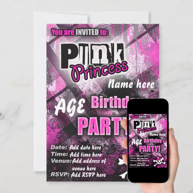 Punk Princess Birthday Party Invite | Zazzle
