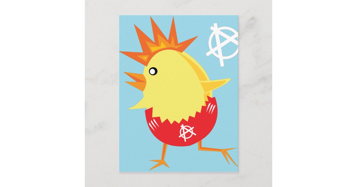 punk rock anarchy easter chick holiday postcard | Zazzle