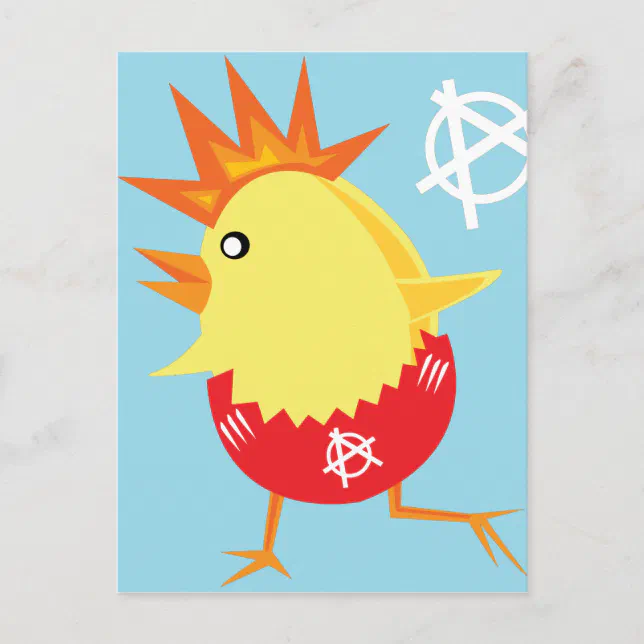 punk rock anarchy easter chick holiday postcard | Zazzle