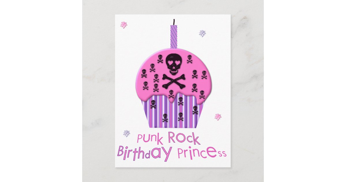 Punk Rock Birthday Princess Postcard | Zazzle