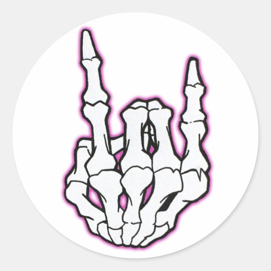 Punk Rock/Heavy Metal Skeleton Horns Classic Round Sticker | Zazzle.com