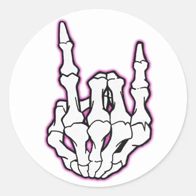 Punk Rock/Heavy Metal Skeleton Horns Classic Round Sticker | Zazzle