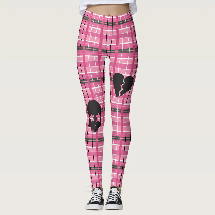 Punk Rock Pink Plaid Leggings | Zazzle
