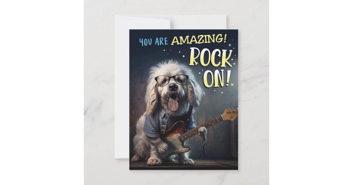 Punk Rock Pup Guitarist Card | Zazzle