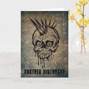 Punk Rock Rocker Skull with Mohawk Birthday Card | Zazzle