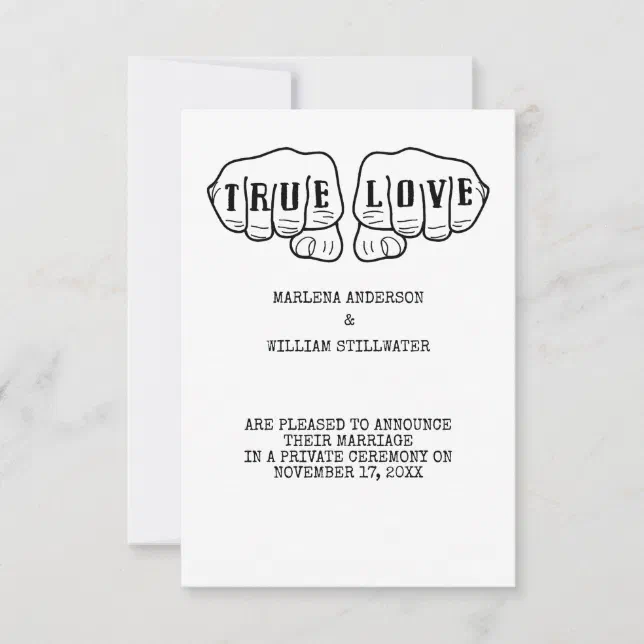 Punk Rock Tattoo Hands Marriage Elopement Invitation | Zazzle