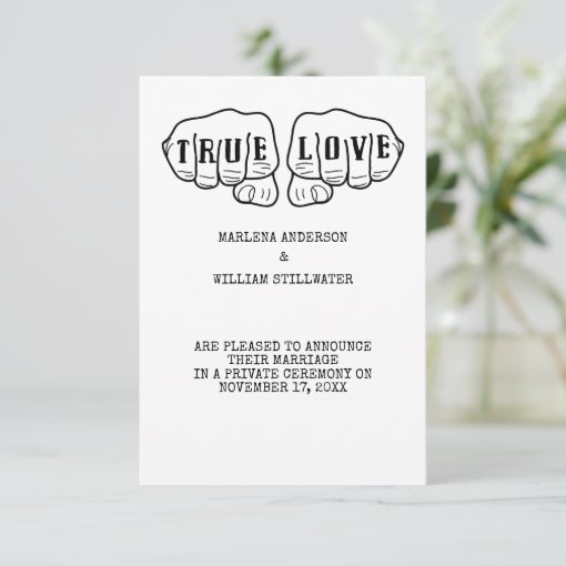 Punk Rock Tattoo Hands Marriage Elopement Invitation | Zazzle