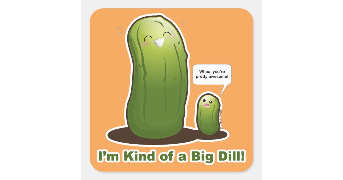 Punny Big Pickle Square Sticker | Zazzle
